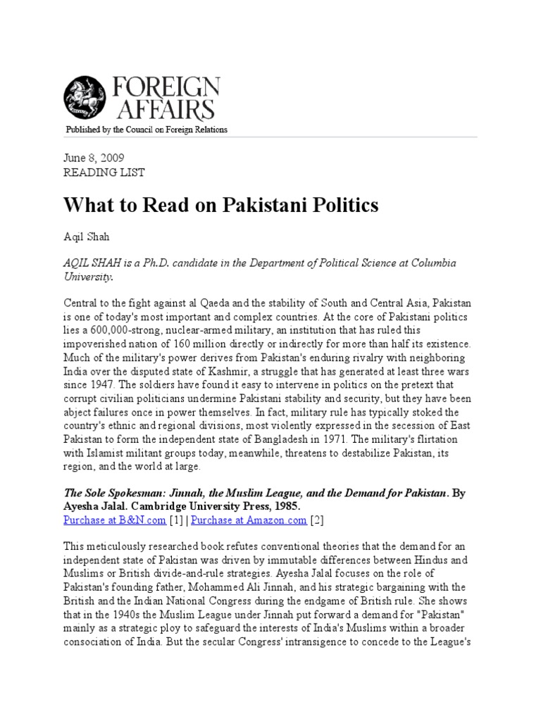 What Read About History of Pakistan | PDF | Muhammad Ali Jinnah | Pakistan