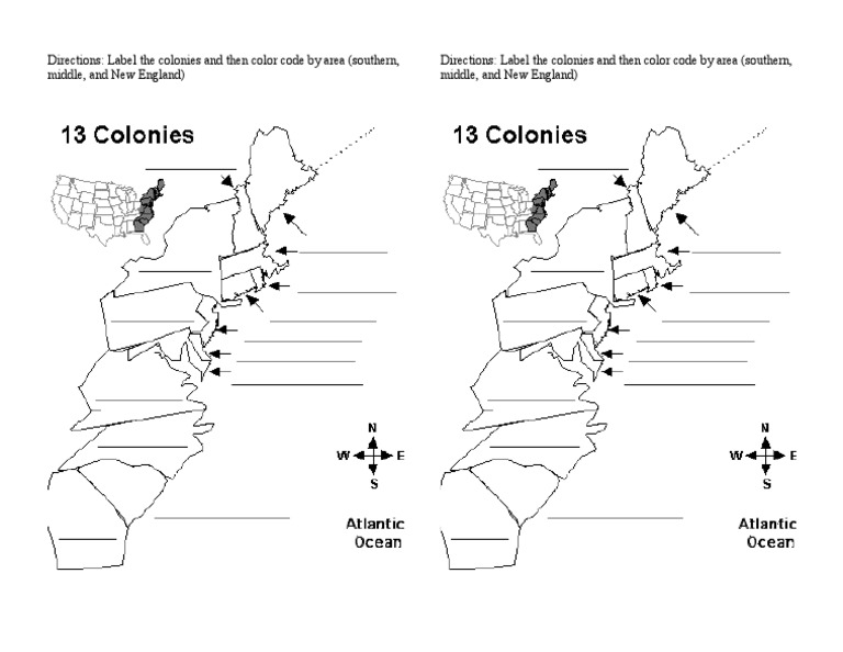 13 Colonies Blank Map | PDF | Foreign Language Studies