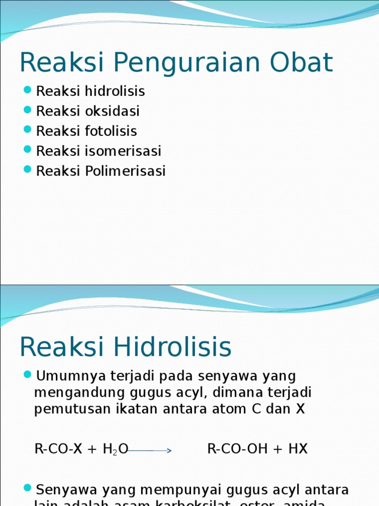 Reaksi Penguraian Obat & Stabilitasinya | PDF | Teknologi & Rekayasa