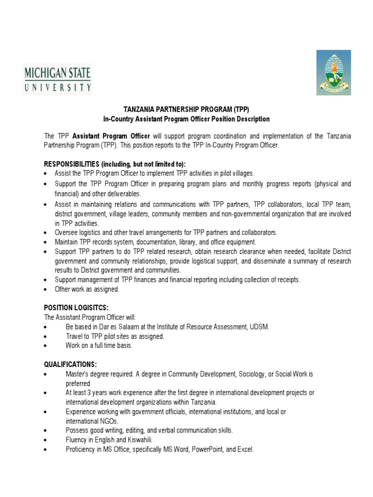 Assistant Program Officer Job | PDF | Non Governmental Organization ...