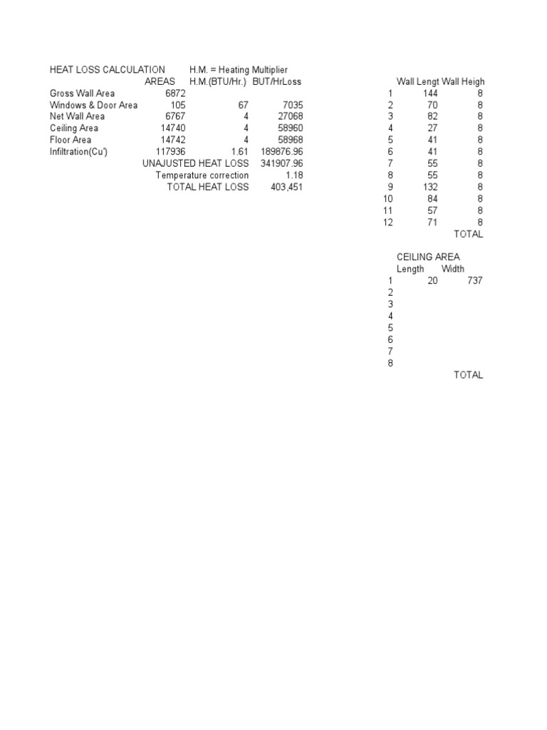 Whole House Heat Loss Calculation | PDF | Thermodynamics | Heat Transfer