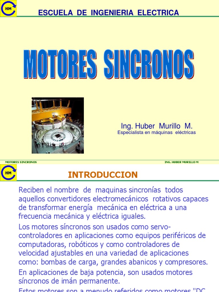 Operacion y Control Motores Sincronos | PDF | Energia electrica | Motor eléctrico