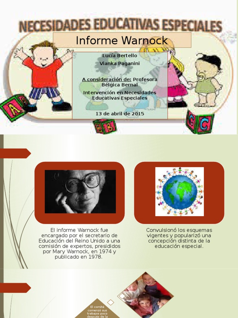 Informe Warnock | PDF | Educación especial | Conceptos psicologicos