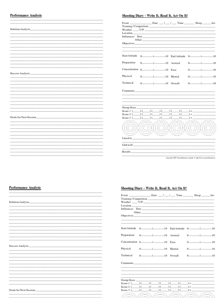 Performance Analysis Shooting Diary - Write It, Read It, Act On It! | PDF