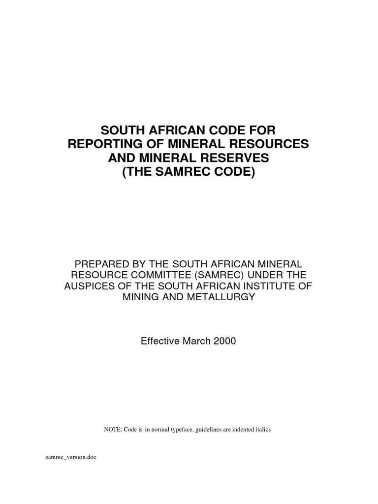 Samrec Version | PDF | Mining | Minerals