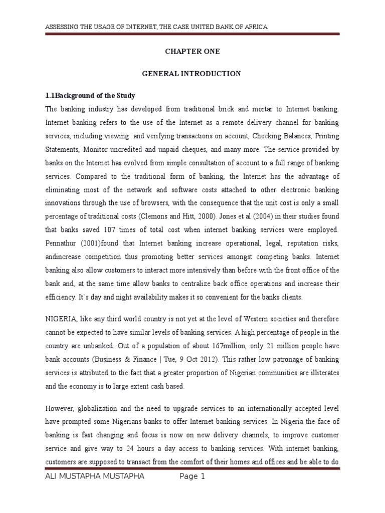 Chapter One General Introduction 1.1background of The Study | Download Free PDF | Online Banking ...