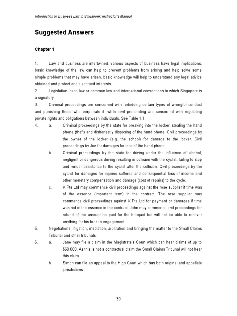Introduction To Business Law (Ravi) Suggested Answers To Tutorial ...
