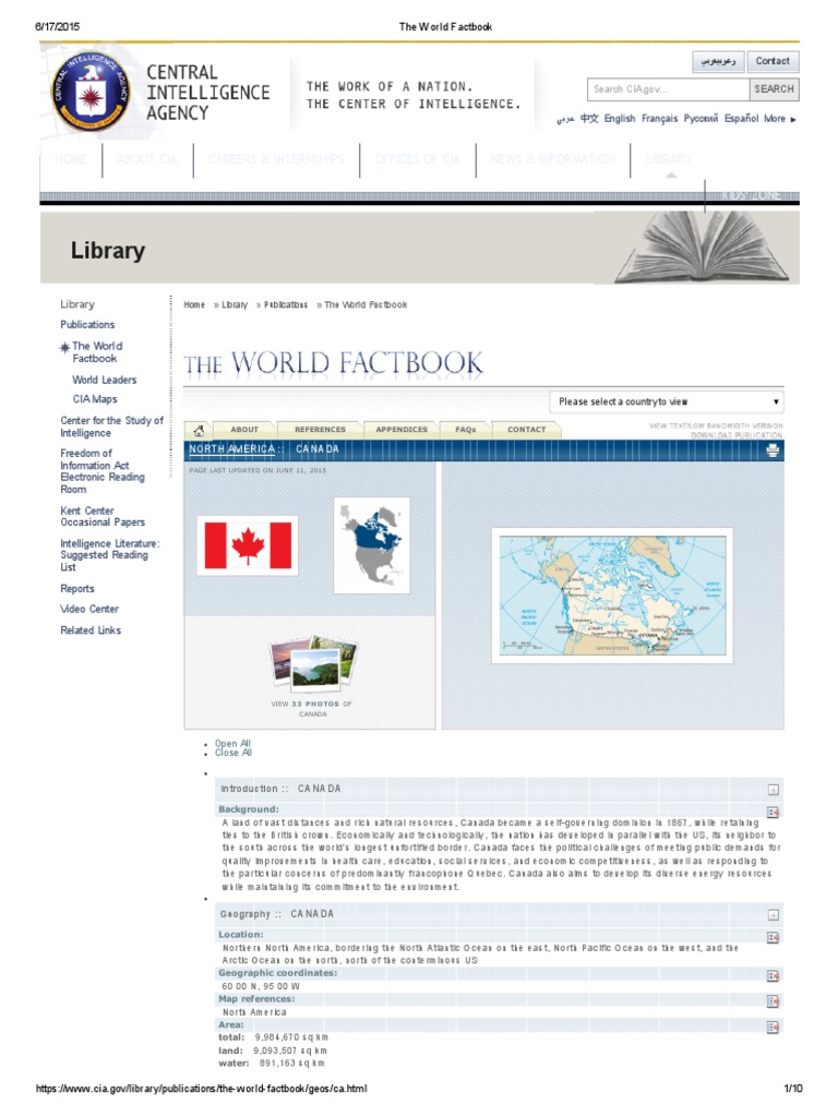 The World Factbook - Canada | PDF | Fuels | Economies