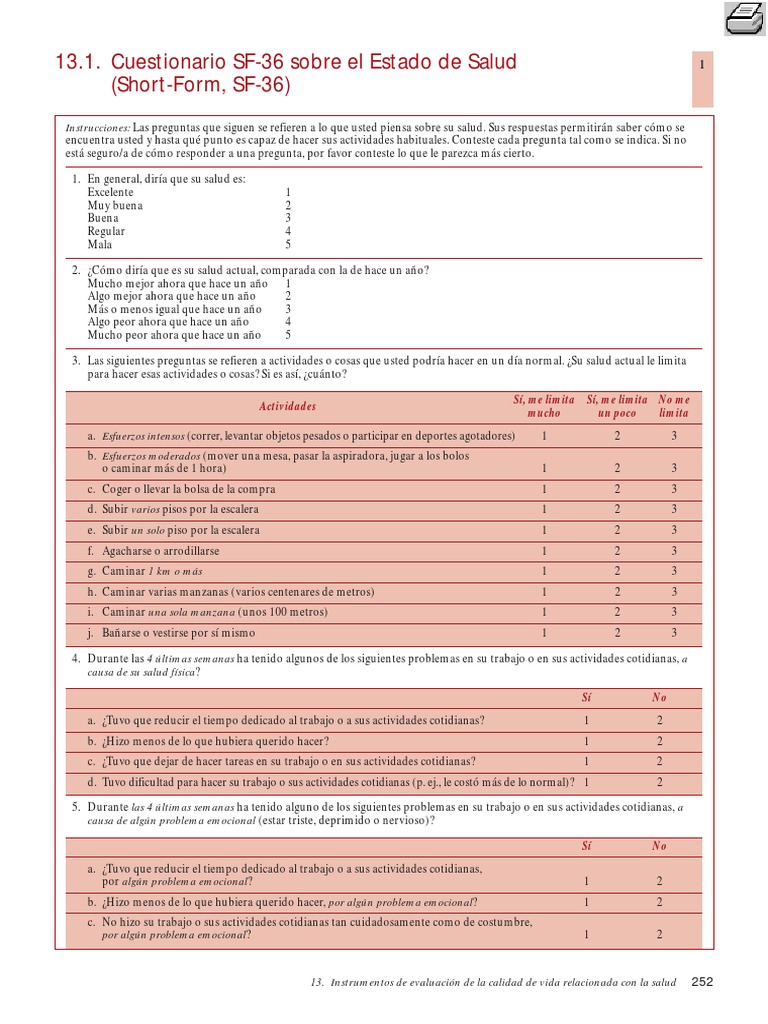 Cuestionario SF-36 Sobre El Estado de Salud | PDF
