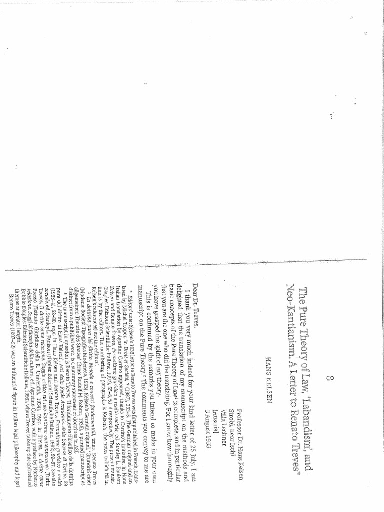 A Letter To Renato Treves - Hans Kelsen - Filosofia | PDF