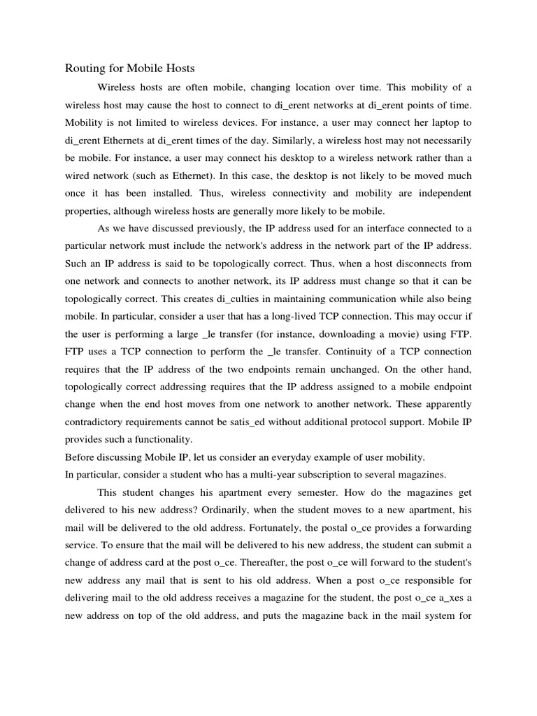 Routing For Mobile Hosts | PDF | Computer Network | Network Packet