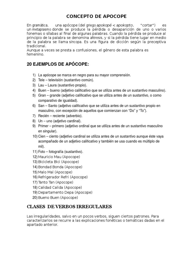 Concepto de apócope: una figura gramatical que implica la pérdida de ...