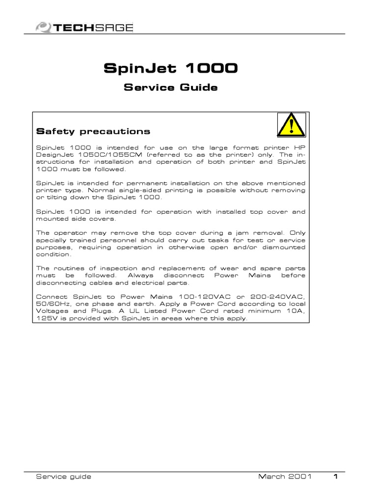 Spinjet 1000 Service Manual | PDF | Belt (Mechanical) | Electrical ...