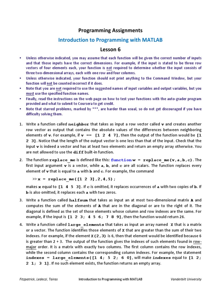 Week6 Homework | PDF | Matrix (Mathematics) | Function (Mathematics)
