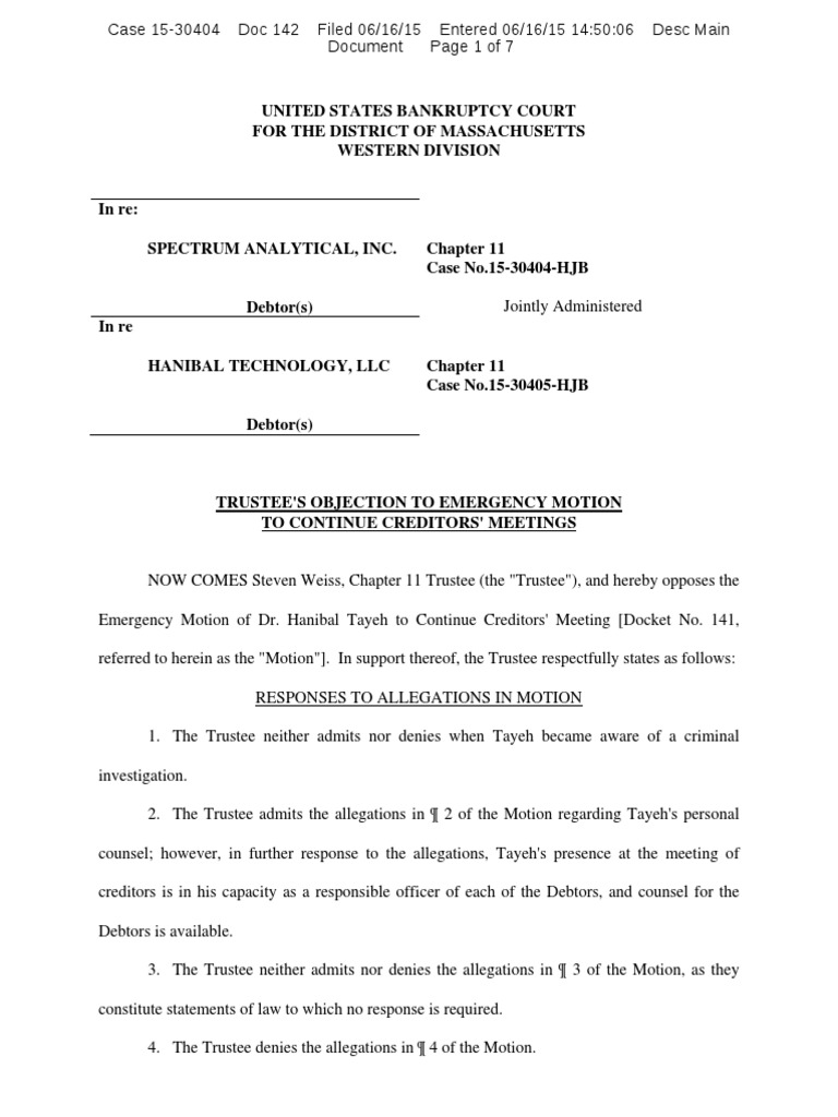 A Court Filing With More Detail About Hanibal Tayeh | PDF | Chapter 11 ...