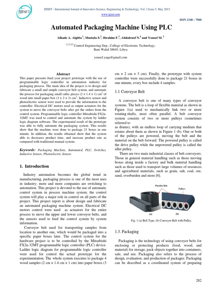 Automated Packaging Machine Using PLC | PDF | Switch | Programmable Logic Controller