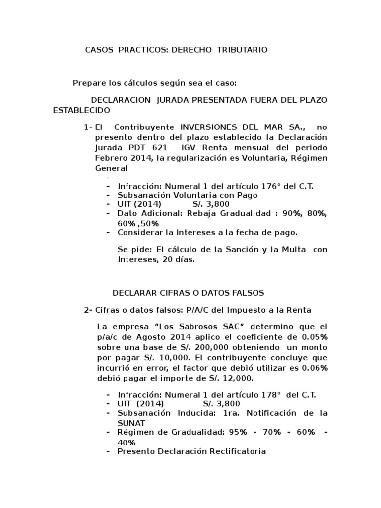 Casos Practicos - Infracciones, Multas, Gradualidad | PDF | Economias ...