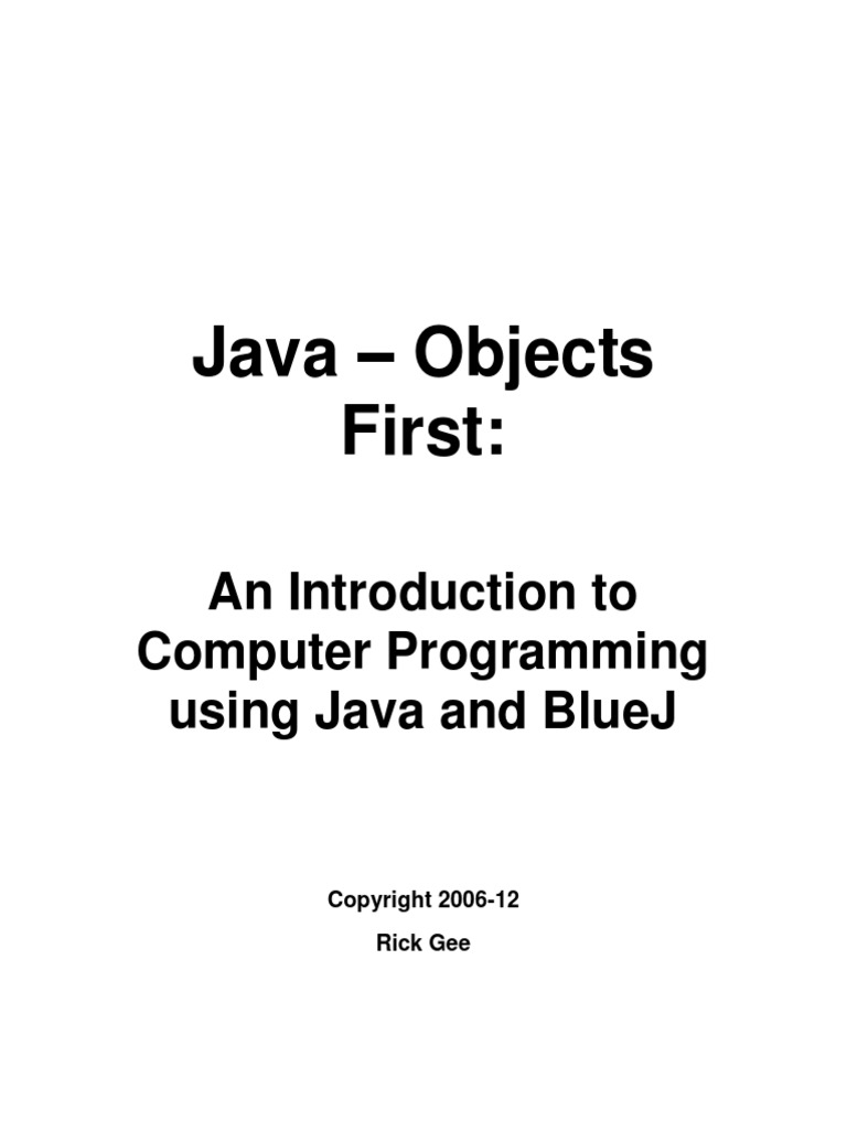 Java Objects First Pdf Java Programming Language String 6811