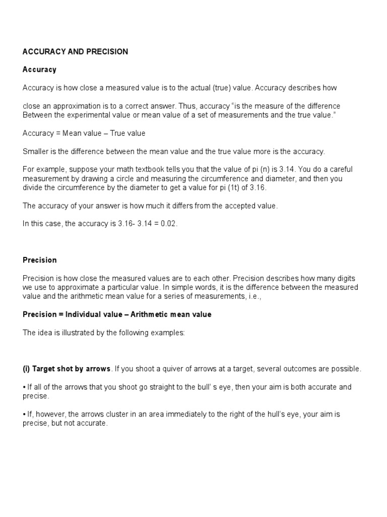 Accuracy and Precision | PDF | Significant Figures | Accuracy And Precision