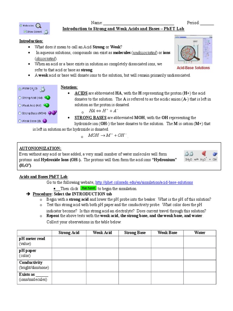 Acids and Bases PhET | PDF | Acid | Ph