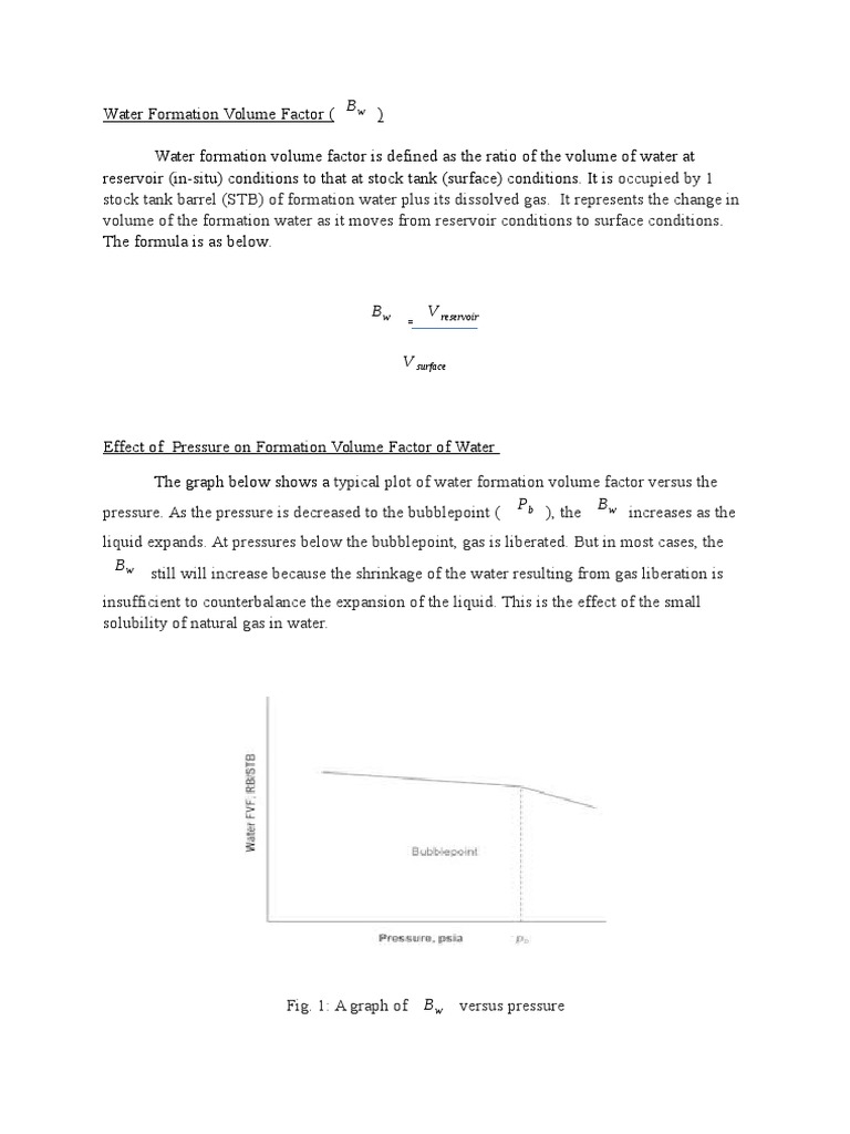 Water Formation Volume Factor | PDF | Petroleum Reservoir | Volume