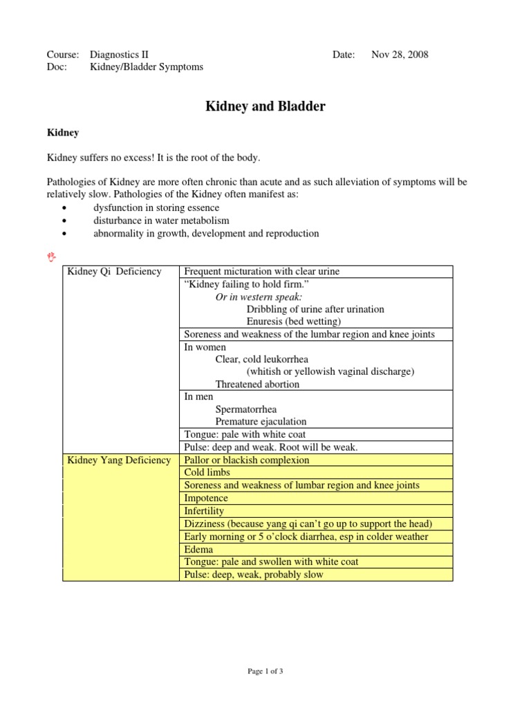 TCM Diagnostics Charts - KI BL | PDF | Traditional Chinese Medicine ...