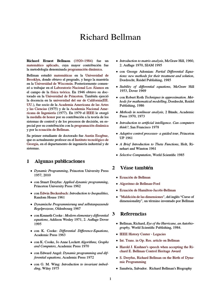 Richard Bellman | PDF | Ciencia y Tecnología | Matemáticas Aplicadas