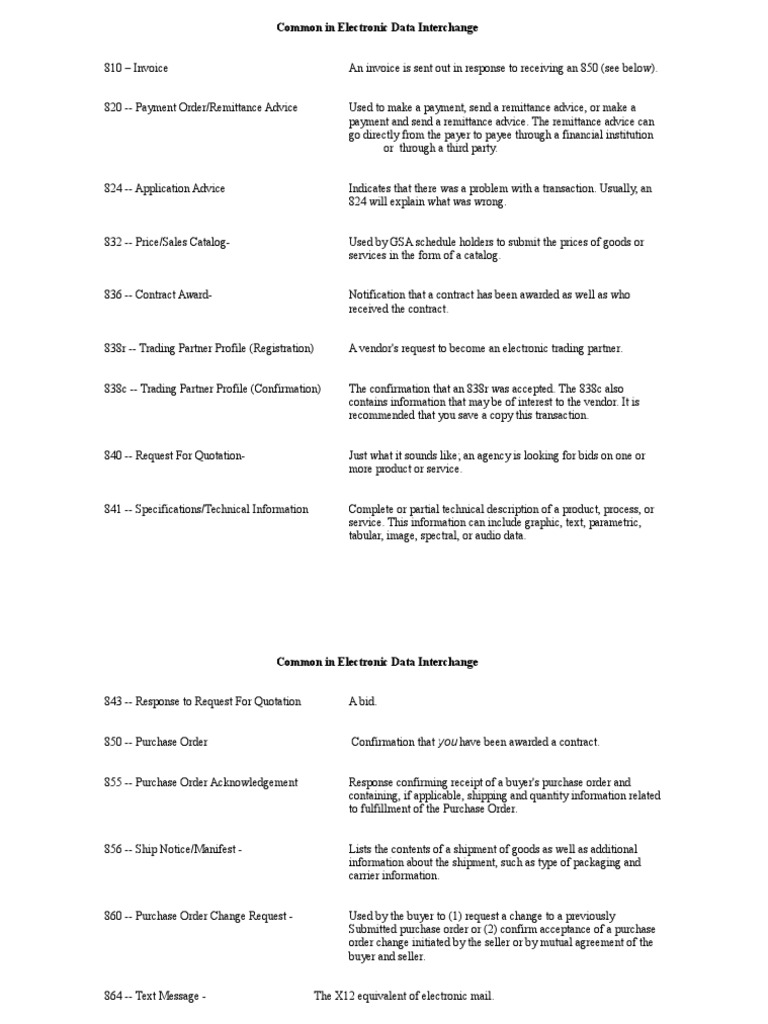 Edi Code Meaning | PDF | Electronic Data Interchange | Invoice