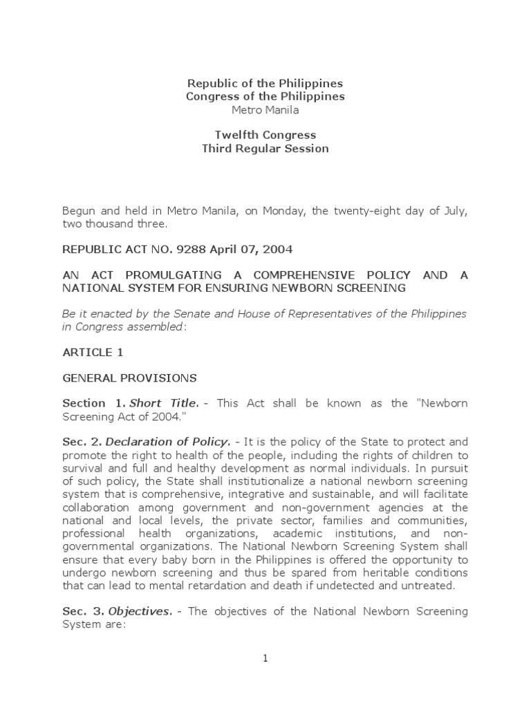 RA 9288.docx | Screening (Medicine) | National Institutes Of Health