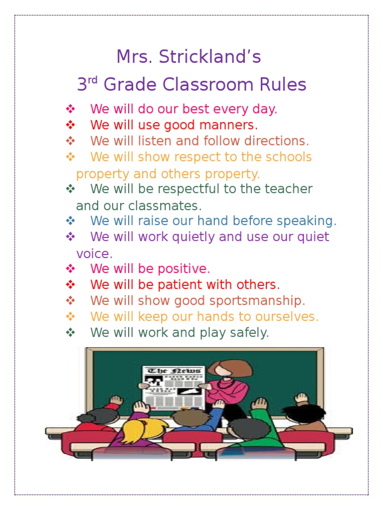 3rd Grade Classroom Rules Angela Strickland | PDF | Schools | Learning