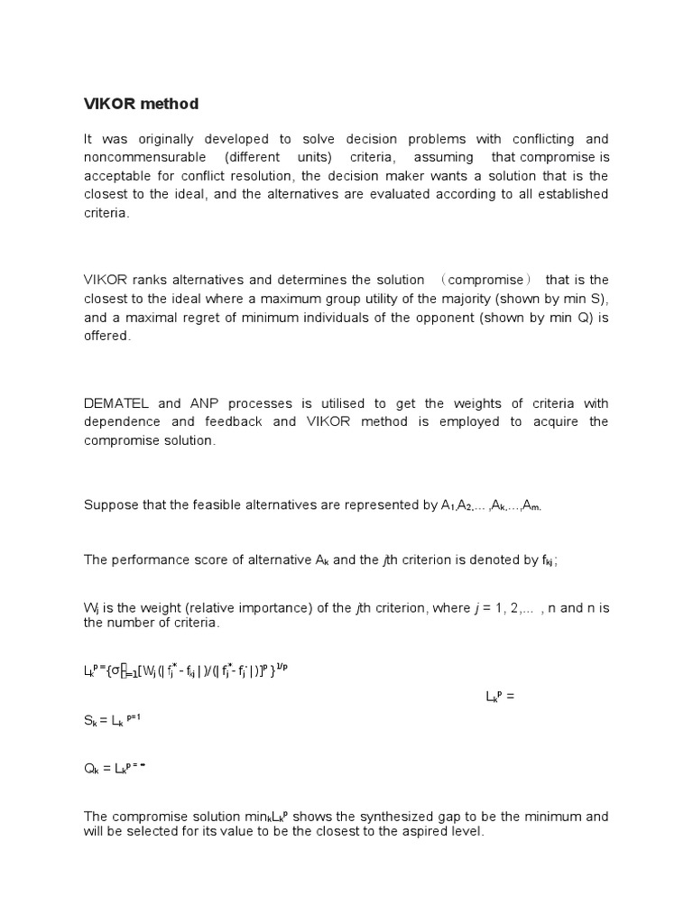 VIKOR Method | PDF | Areas Of Computer Science | Cognition