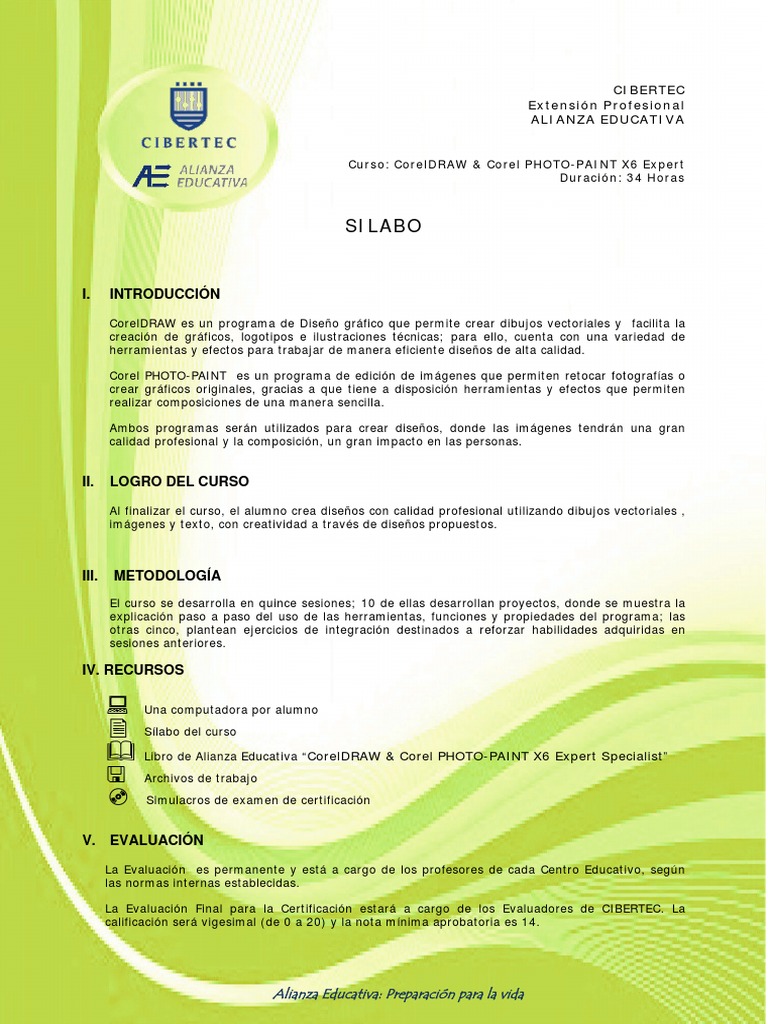 Corel Silabus | PDF | Tabla (base de datos) | Dibujo