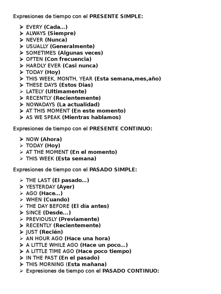 Expresiones de Tiempo | PDF