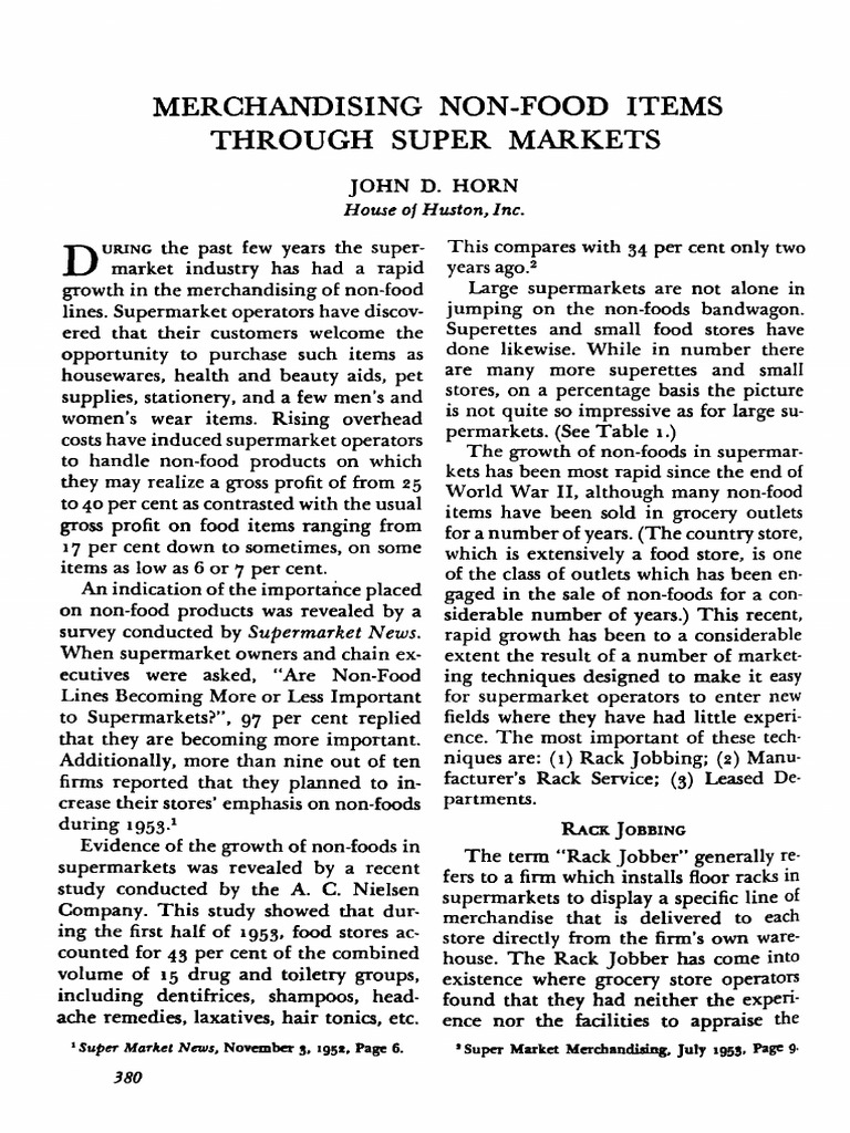 Merchandising Non-Food Items Throuch Super Markets | PDF | Supermarket ...