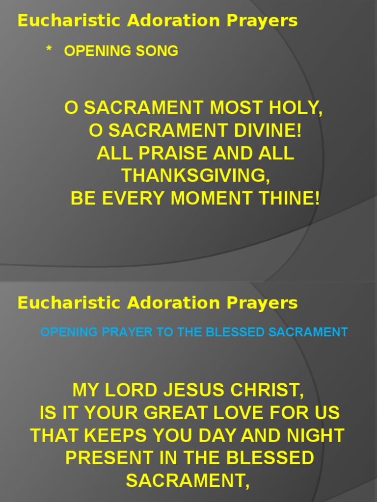 Eucharistic Adoration Prayers | PDF | Eucharist | Catholic Liturgy