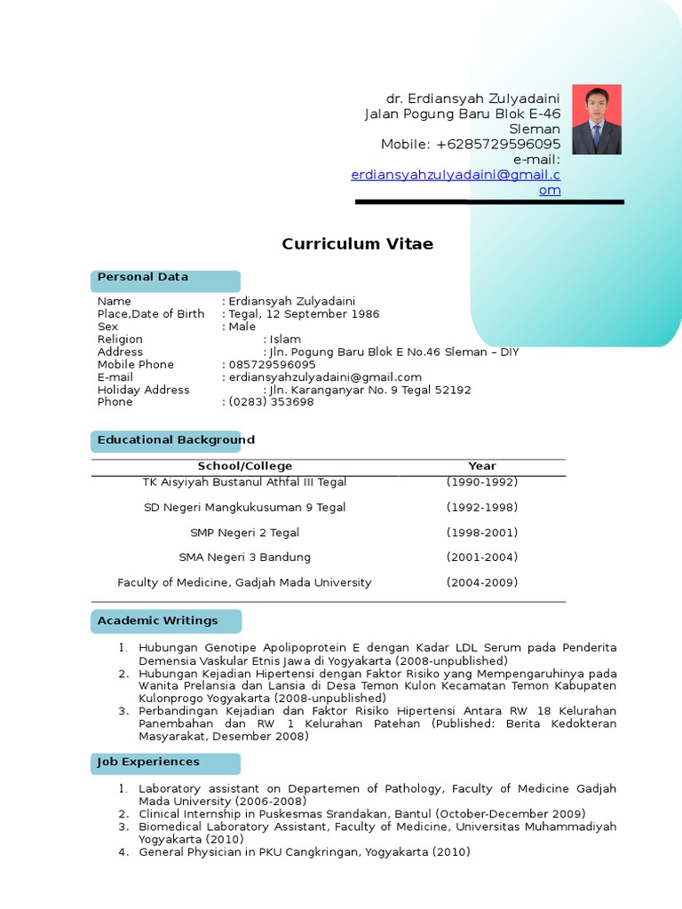 CV DR - Erdi | PDF | Indonesia | Medical School