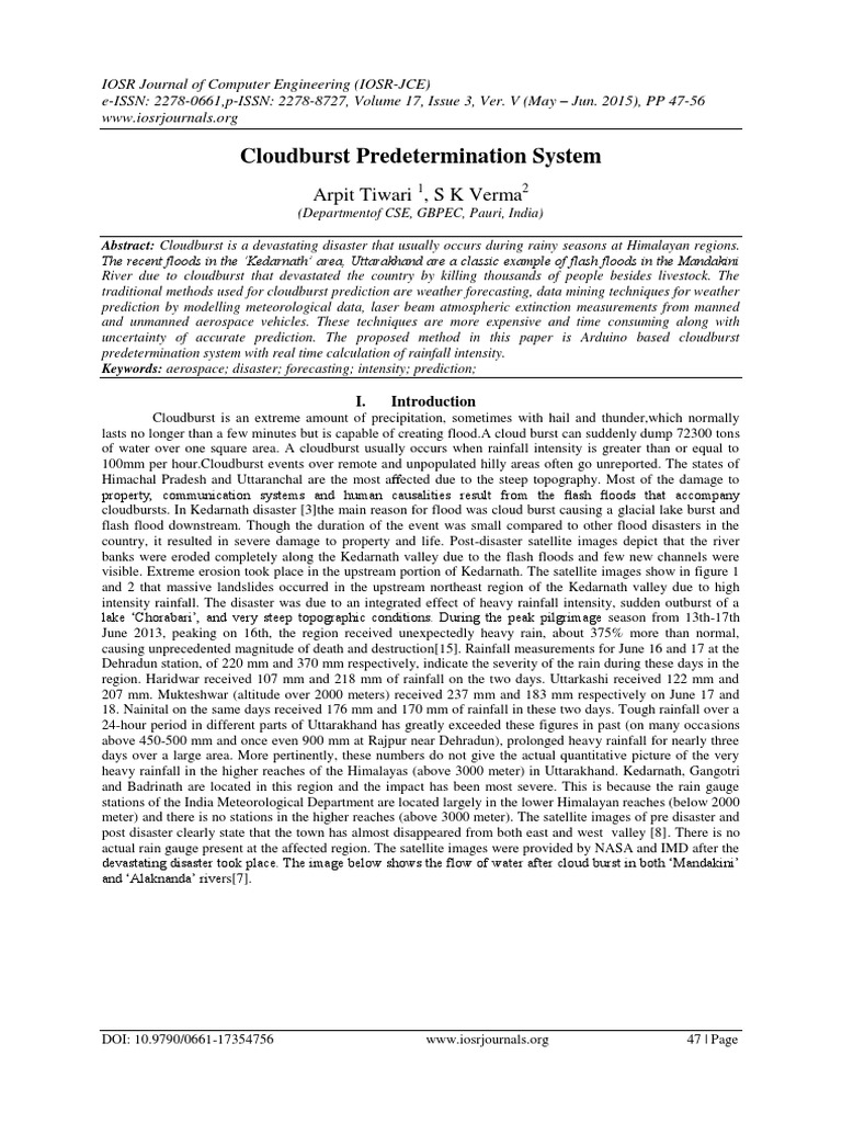Cloudburst Prediction System in Himalayas | PDF | Arduino | Weather ...