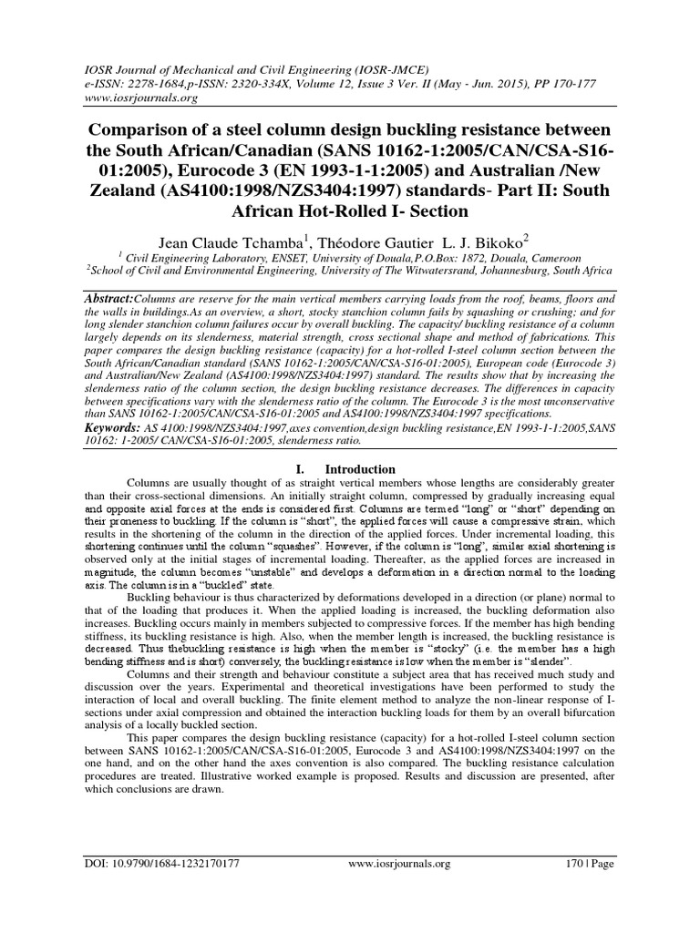 Comparison of a steel column design buckling resistance between the ...