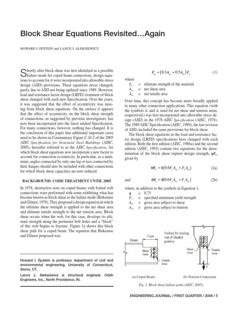 Block+Shear+Equations+Revisited...Again | Fracture | Strength Of Materials