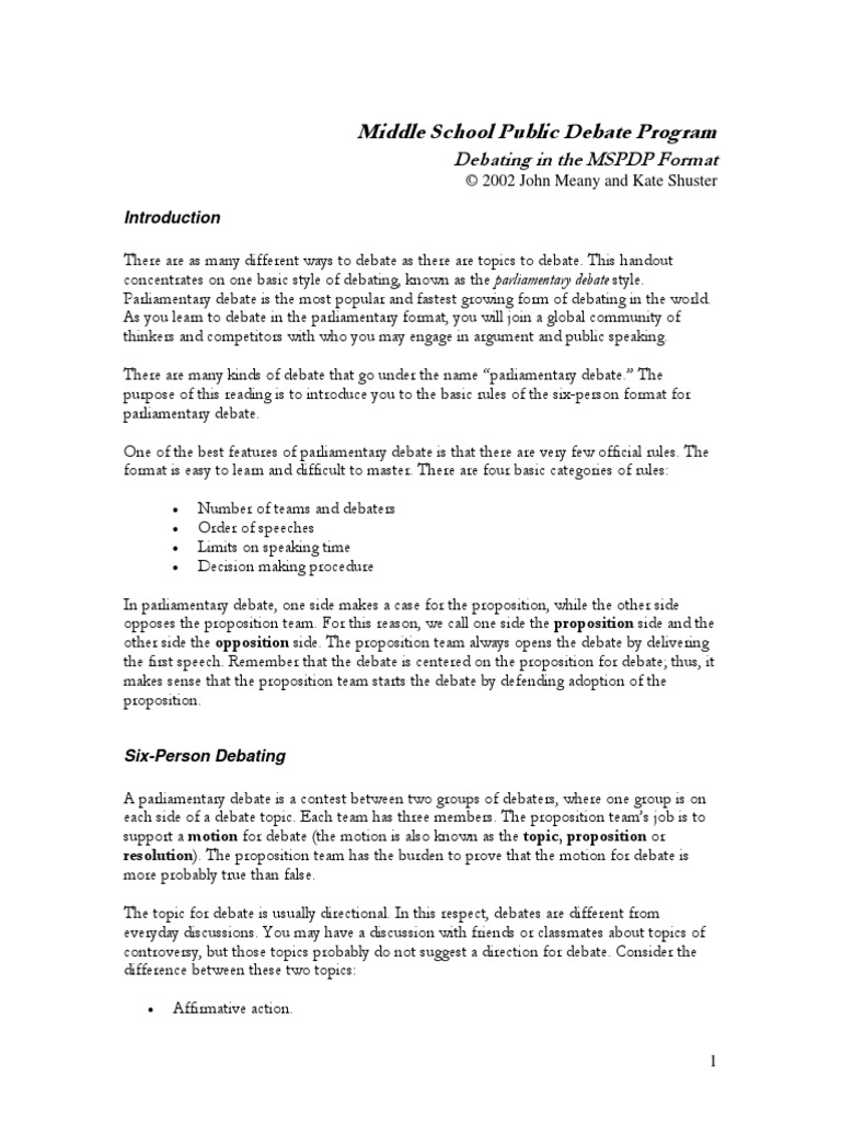 Debate format | Public Speaking | Argument