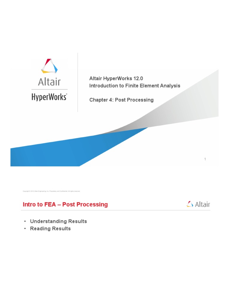 Altair Hyperworks 12.0 Introduction To Finite Element Analysis Chapter 4: Post Processing | PDF ...