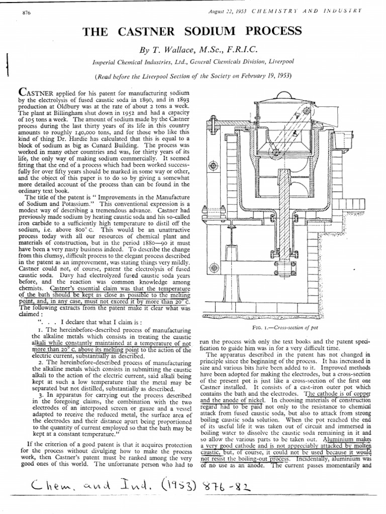 The Castner Sodium Process | PDF | Sodium Hydroxide | Sodium