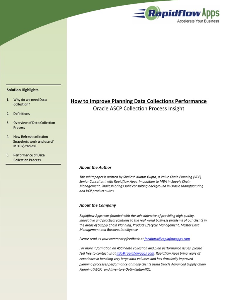 How To Improve ASCP Data Collections Performance | PDF | Databases | Relational Database