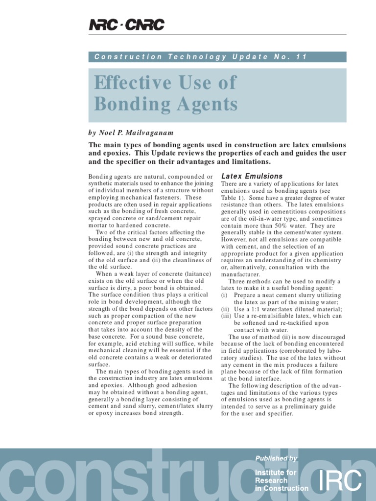Effective Use of Bonding Agents | PDF | Epoxy | Concrete