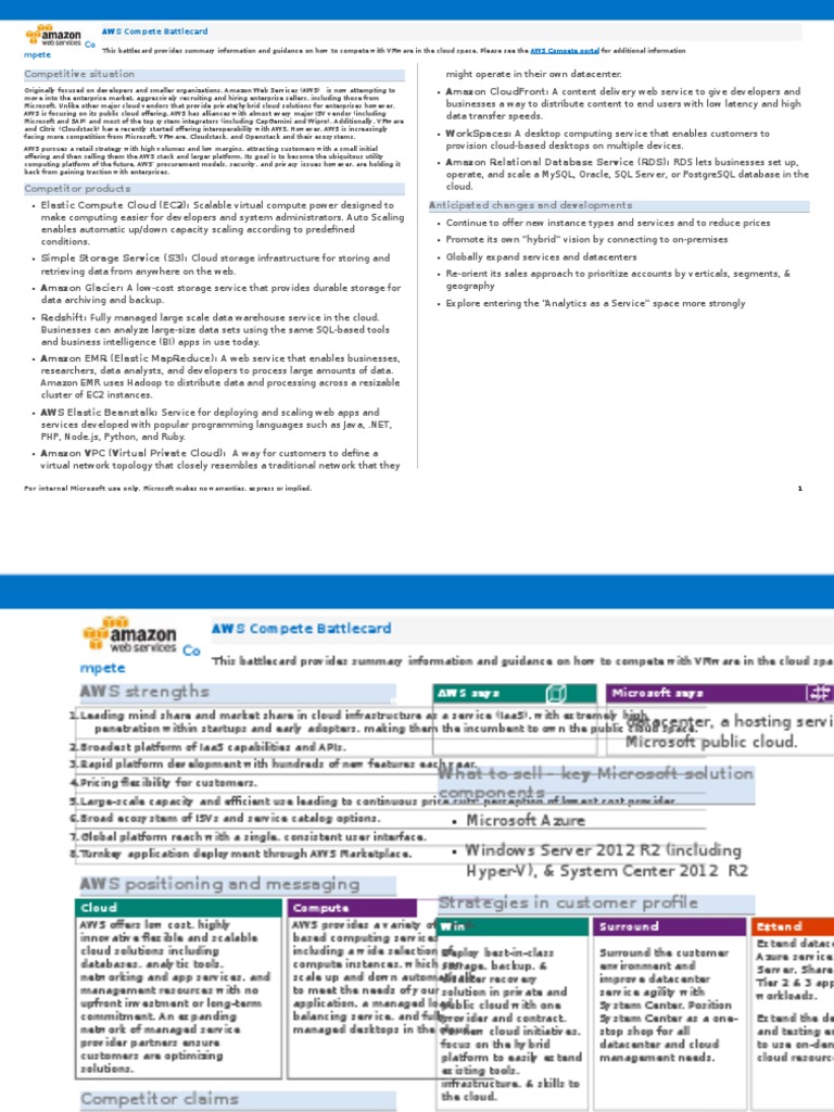 AWS Compete Battlecard | PDF | Cloud Computing | Platform As A Service