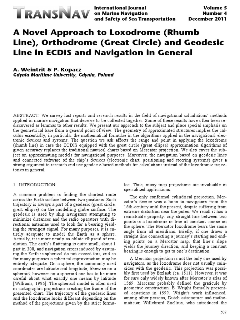 A Novel Approach To Loxodrome (Rhumb Line), Orthodrome (Great Circle ...