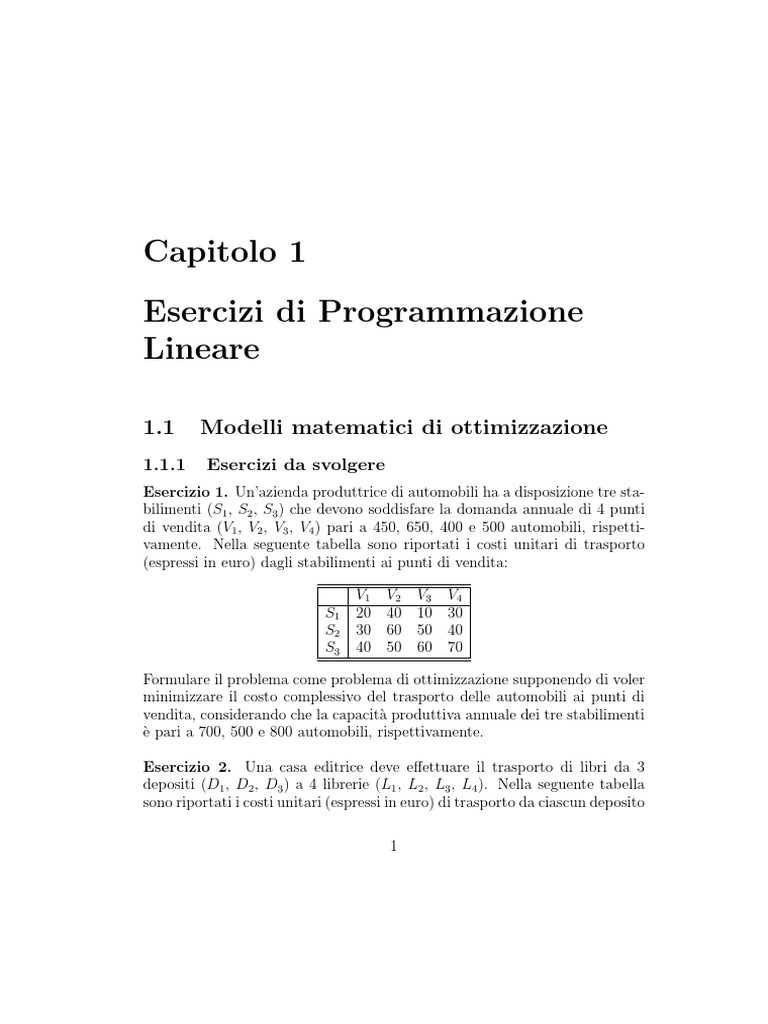 Esercizi - Ottimizzazione Parte 1 | PDF