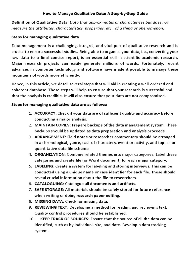 How To Manage Qualitative Data: A Step-by-Step Guide | Download Free ...