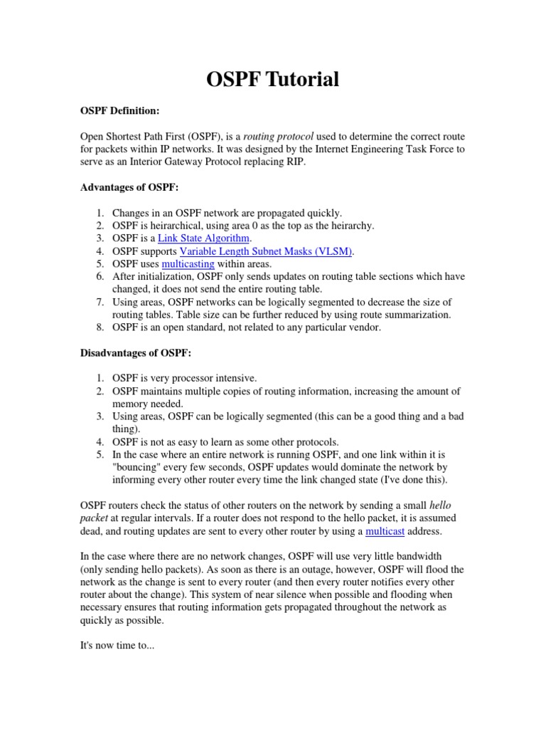 OSPF Tutorial | PDF | Routing | Router (Computing)