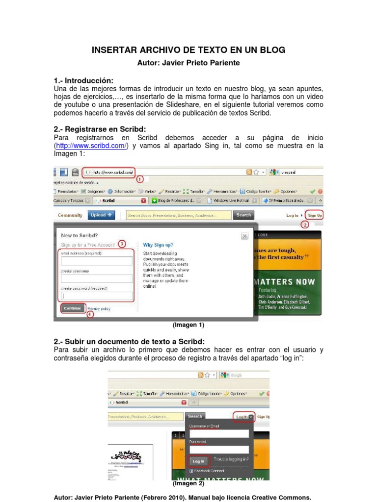 Insertar Un Archivo de Texto en Un Blog | PDF | Blog | Scribd